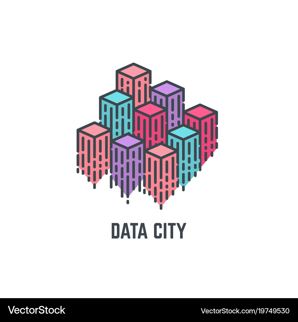 Data city skyscrapers Royalty Free Vector Image