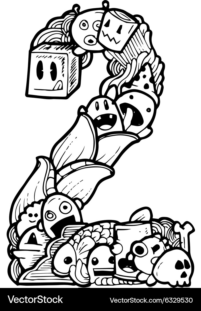 Doodle number 2 Royalty Free Vector Image - VectorStock