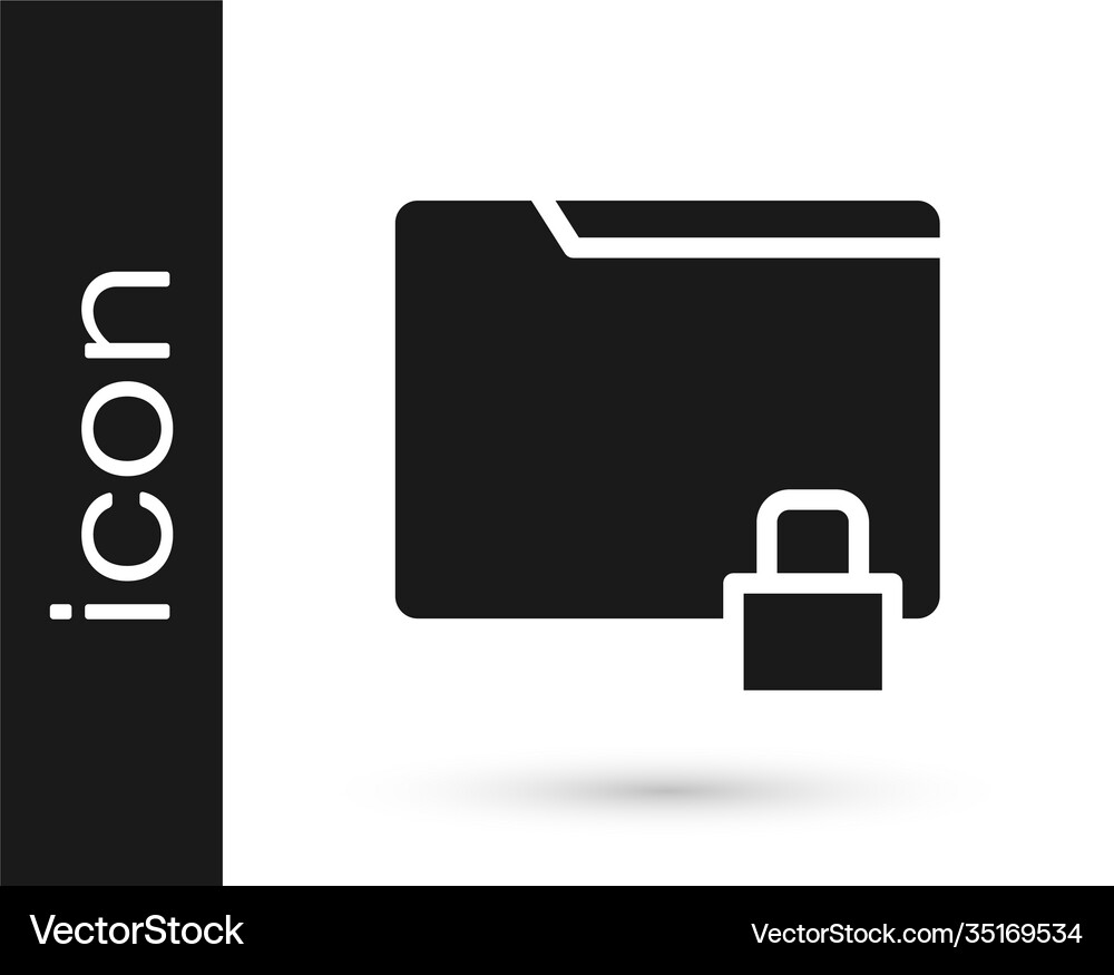Grey folder and lock icon isolated on white Vector Image