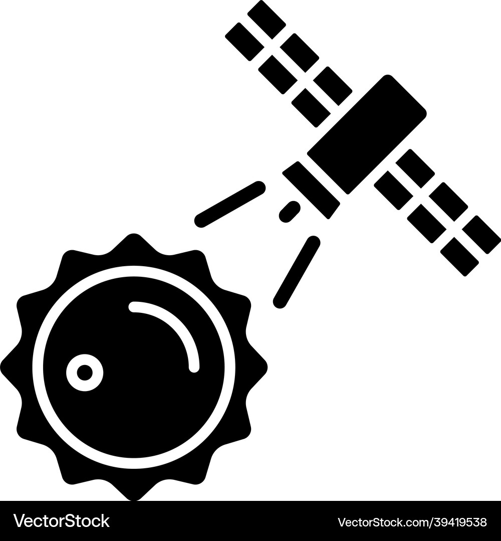 Sun observation process black glyph icon Vector Image
