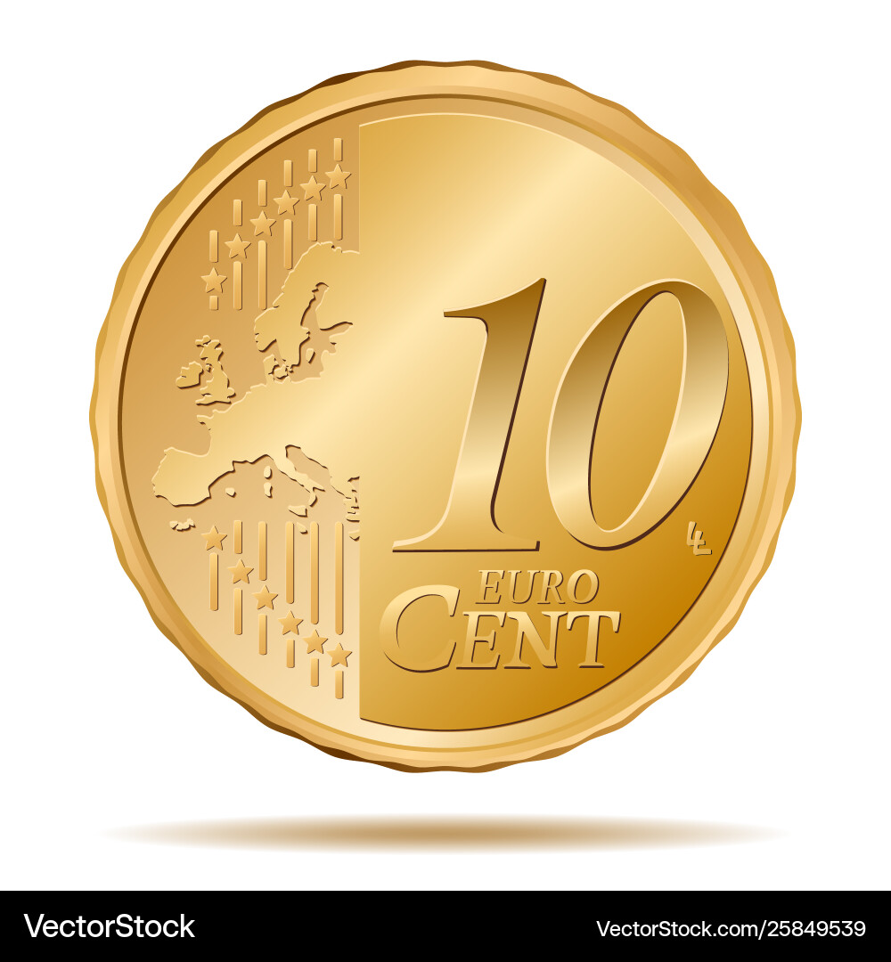 Ten euro cent coin 10 Royalty Free Vector Image