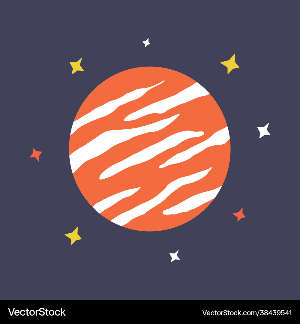 Planet and stars in outer space jupiter hand Vector Image