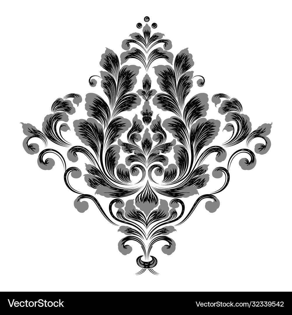 Damask element isolated central Royalty Free Vector Image