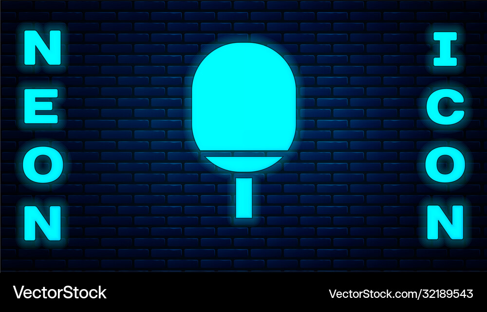 Glowing neon racket for playing table tennis icon Vector Image