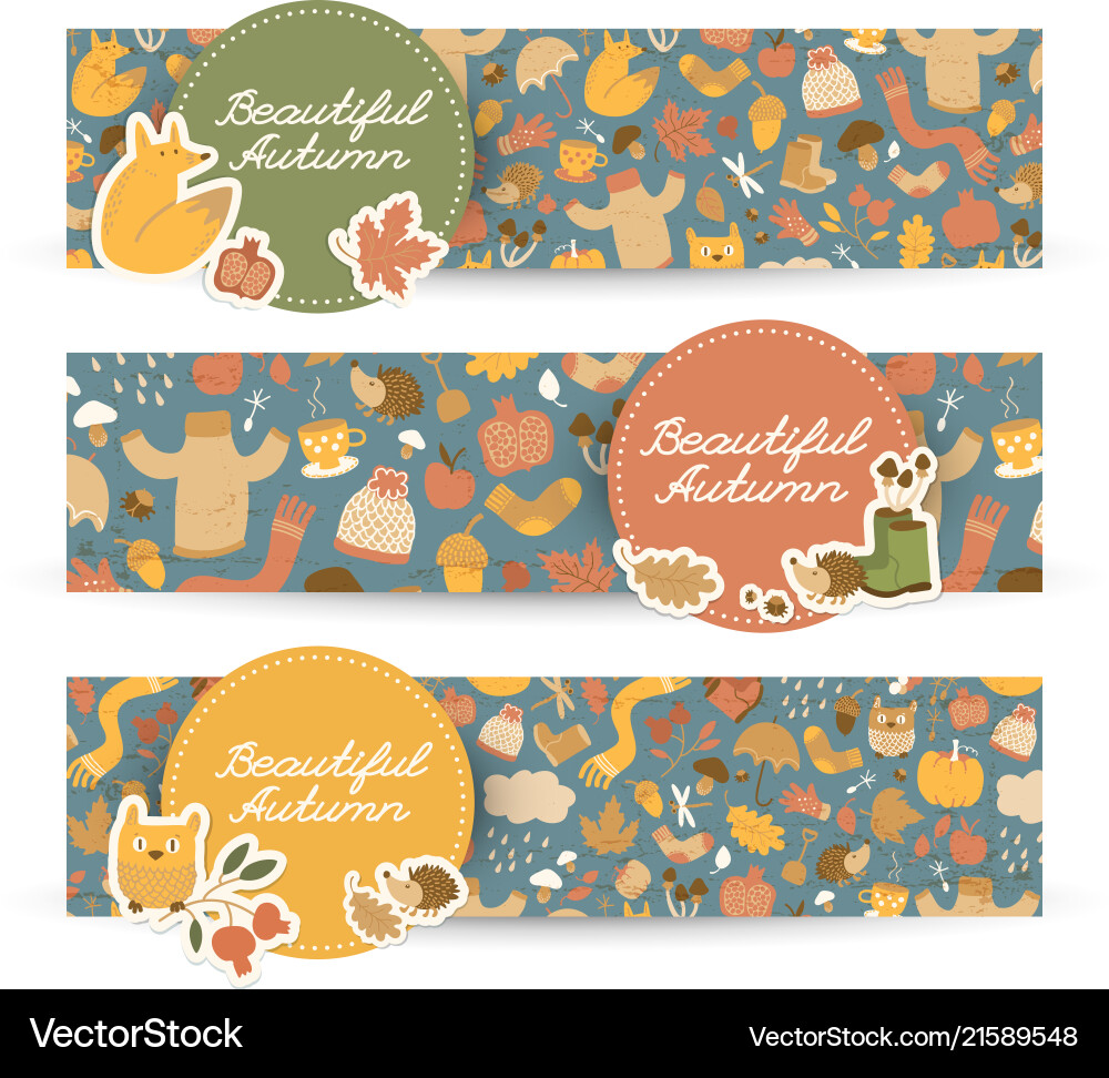 Horizontal autumn banners set Royalty Free Vector Image