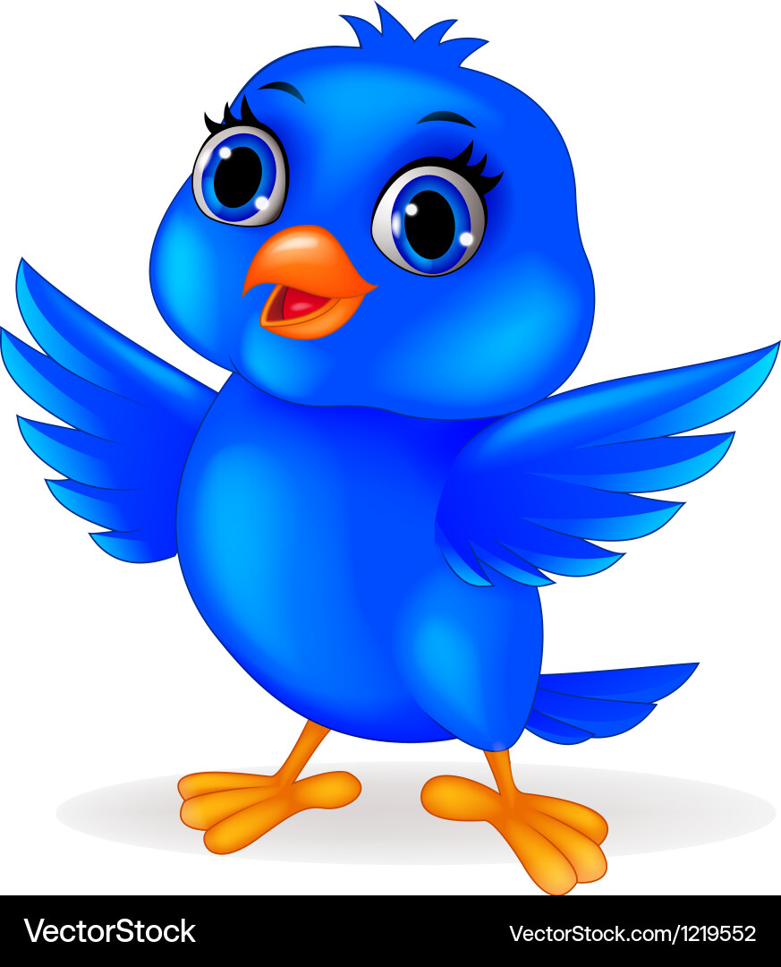 Funny Blue Bird Cartoon Royalty Free Vector Image