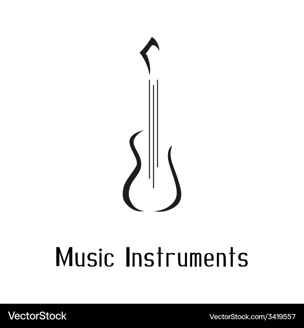 Musical instruments shop logo with guitar Vector Image