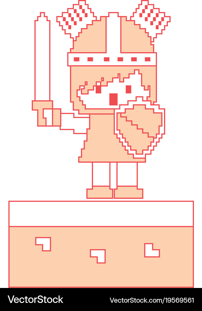 Pixel character knight video game Royalty Free Vector Image