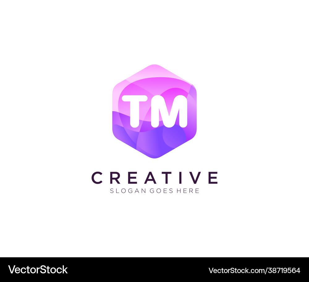 Tm initial logo with colorful hexagon modern Vector Image