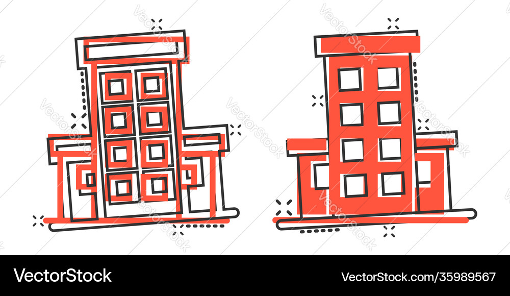 Building icon in comic style town skyscraper Vector Image