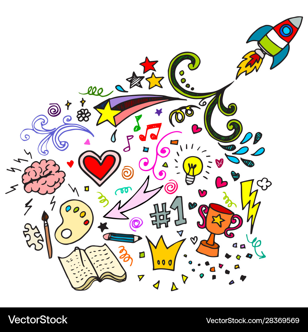 Hand drawn creative rocket design concept Vector Image