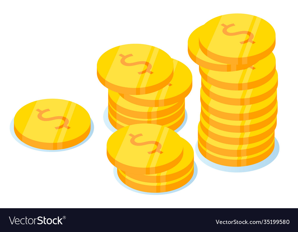 Coins stack flat dollar Royalty Free Vector Image