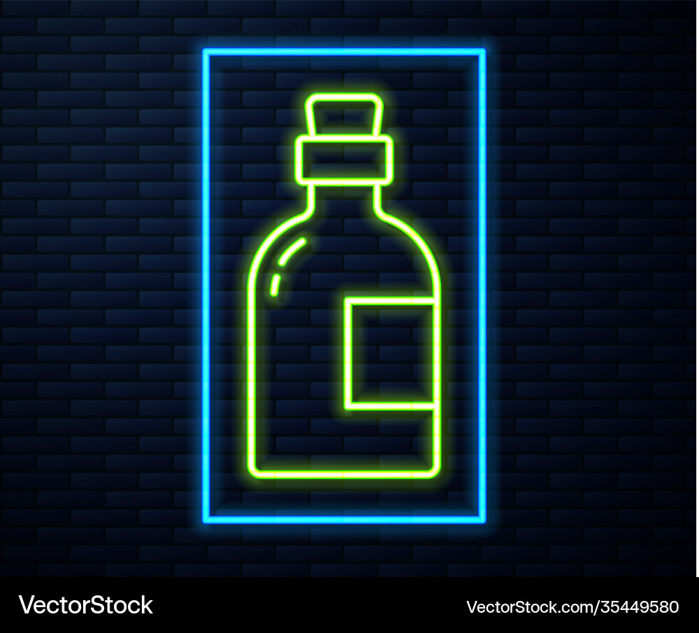 Glowing neon line alcohol drink rum bottle icon Vector Image
