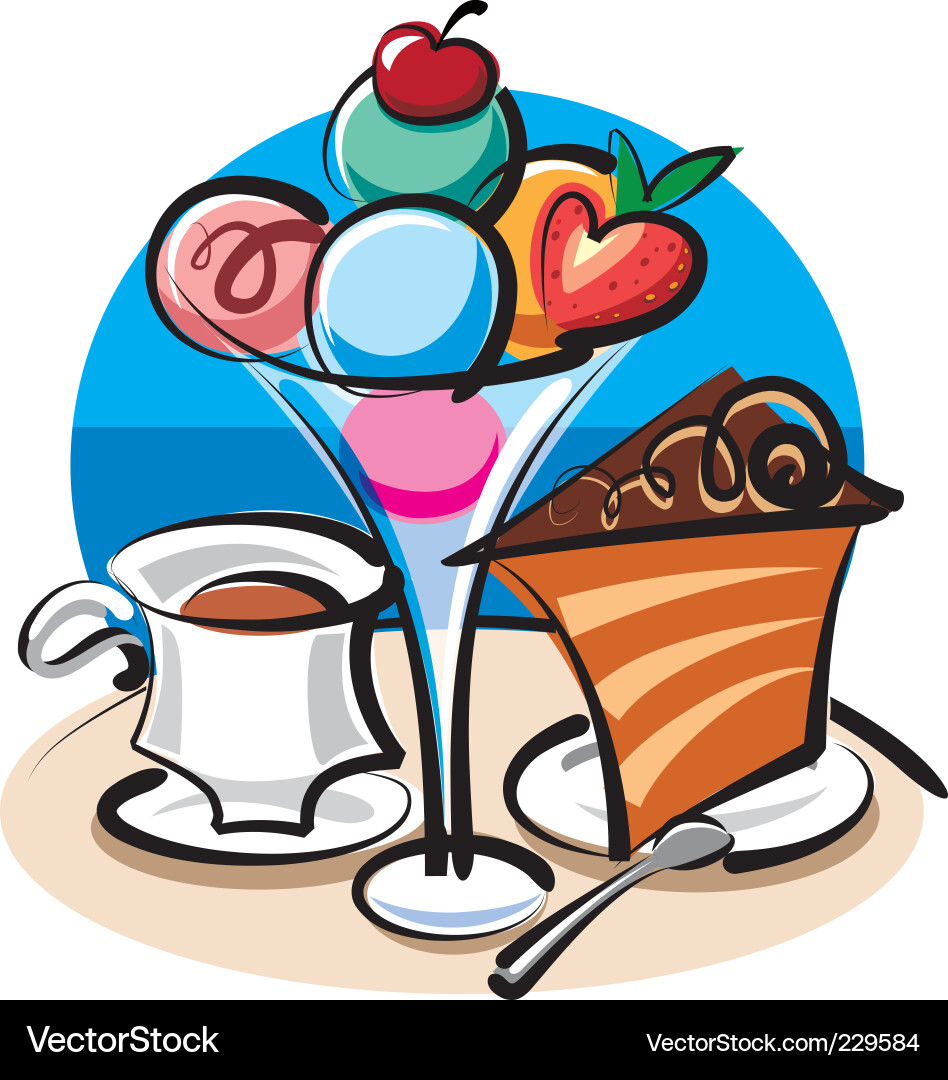 Ice cream and cake Royalty Free Vector Image - VectorStock