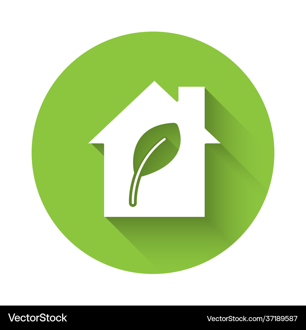 White eco friendly house icon isolated with long Vector Image