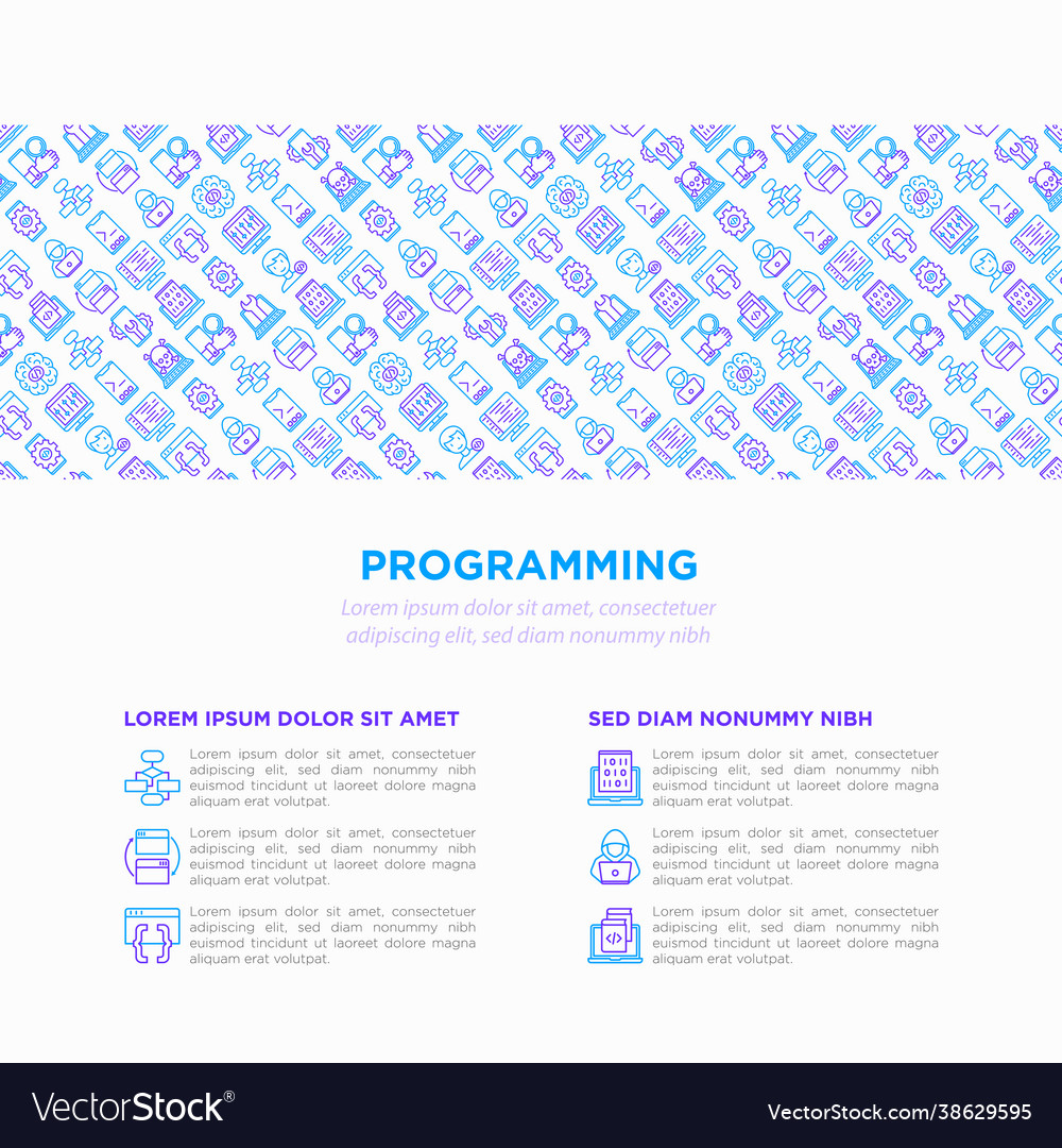 Programming concept with thin line icons Vector Image