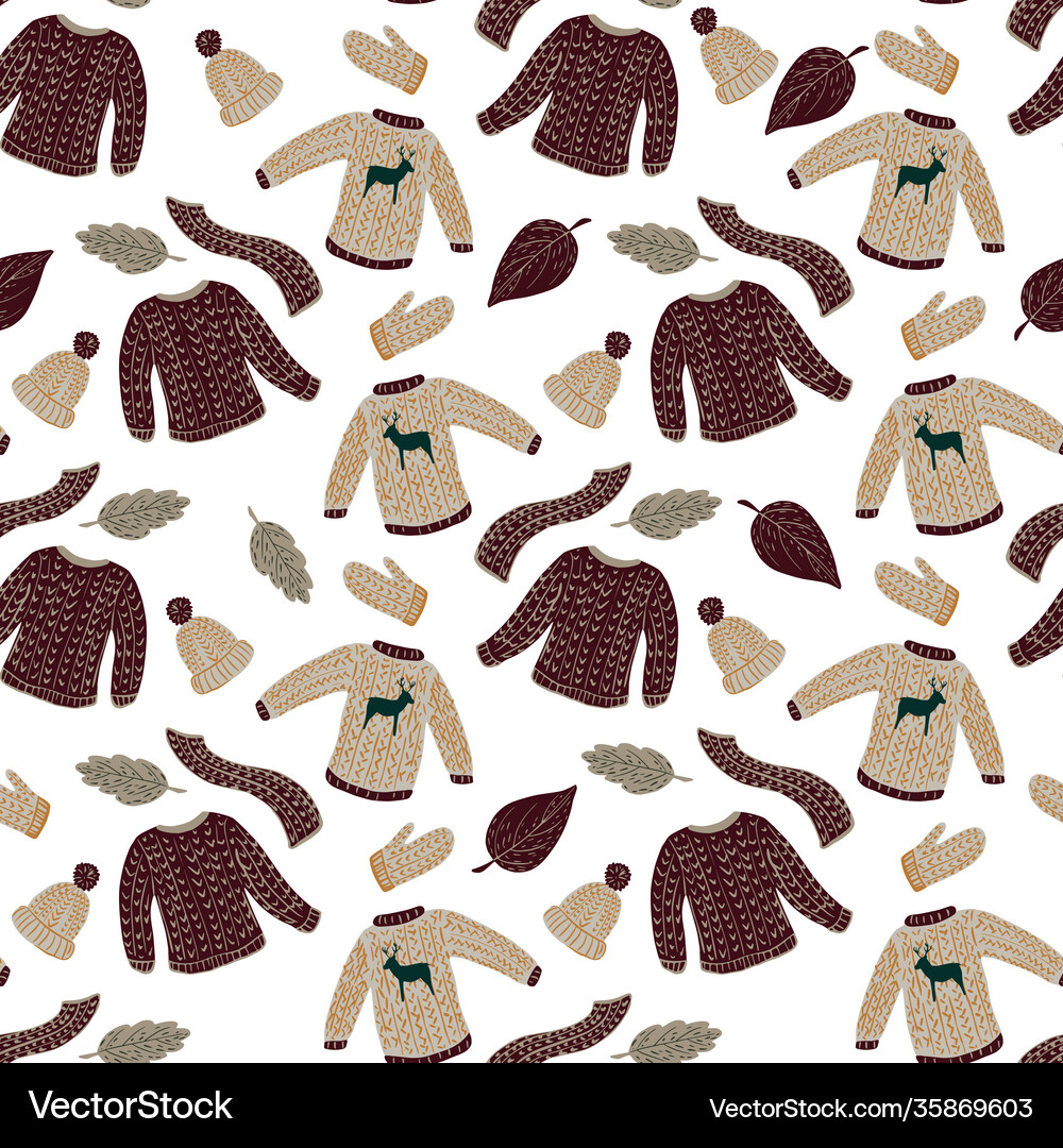 Isolated winter clothes seamless pattern Vector Image