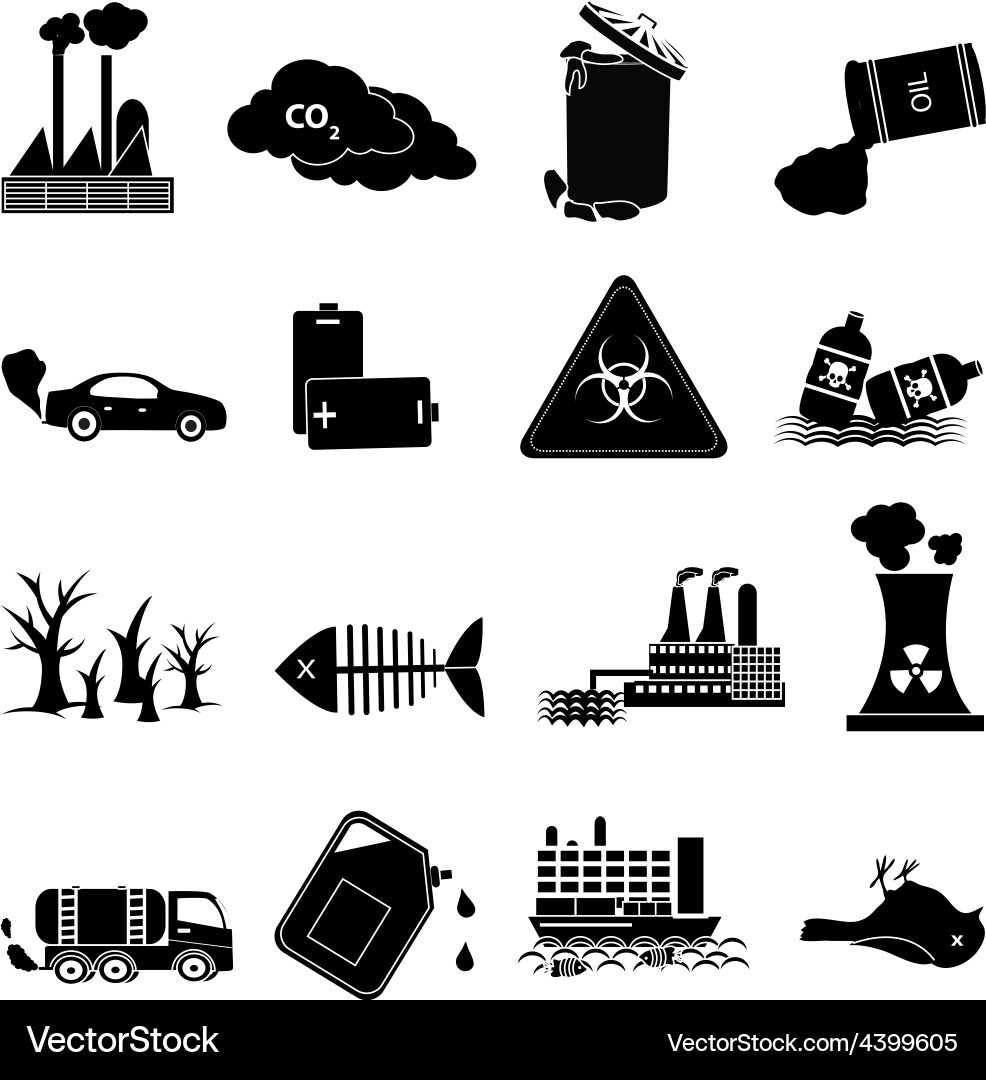 Environment Pollution icons set Royalty Free Vector Image