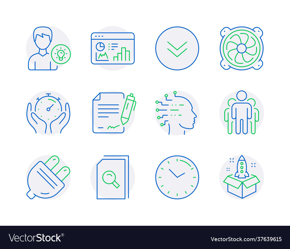 Technology icons set included icon as scroll down Vector Image