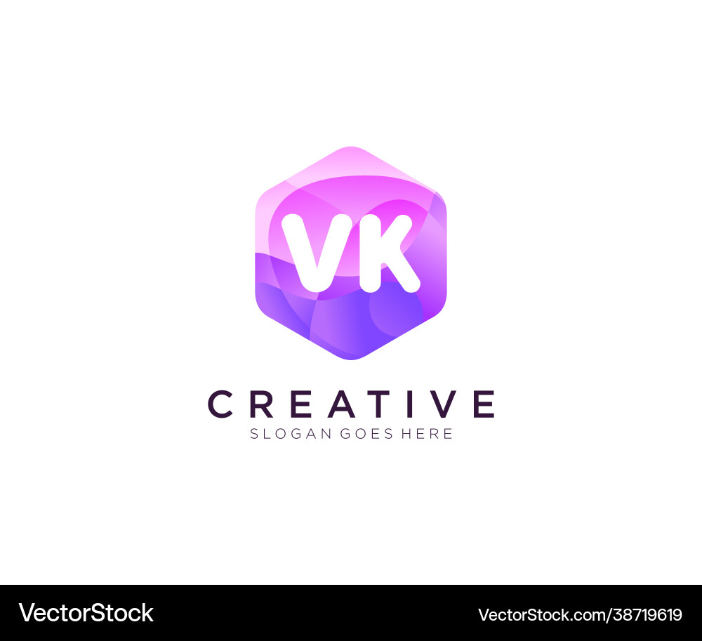 Vk initial logo with colorful hexagon modern Vector Image