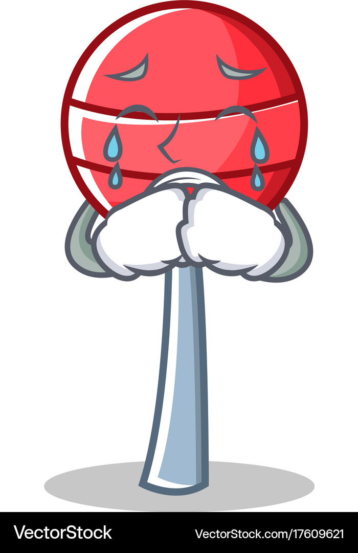 Crying sweet lollipop character cartoon Royalty Free Vector