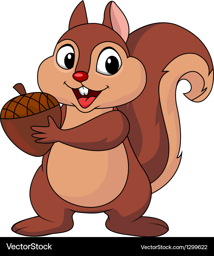 Squirrel cartoon with nut Royalty Free Vector Image