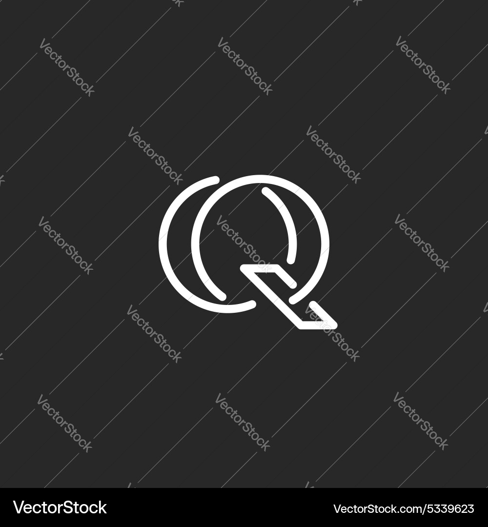 Letter Q logo monogram mockup outline emblem for Vector Image