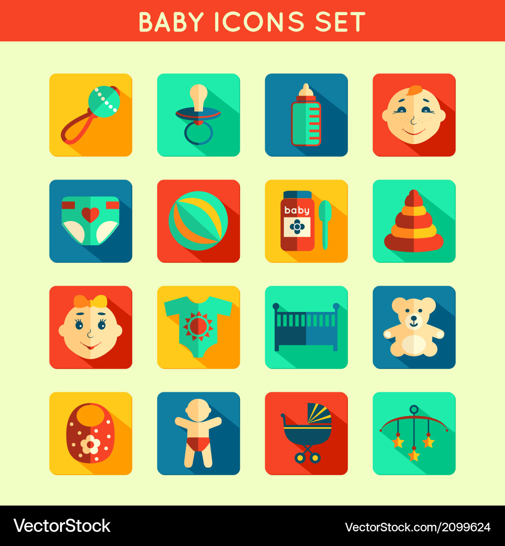 Baby Child Icons Set Royalty Free Vector Image