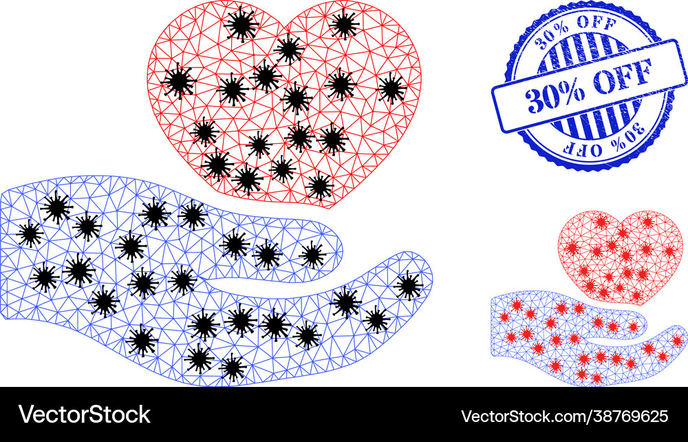 Wireframe mesh romantic heart offer hand Vector Image