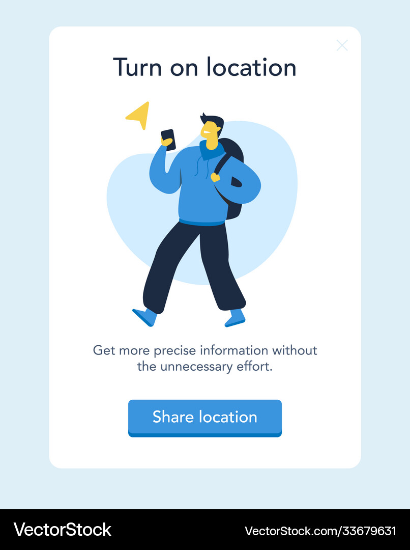 App page template for turn on location Royalty Free Vector