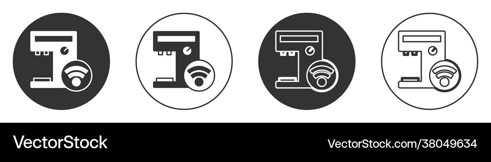 Black smart coffee machine system icon isolated Vector Image