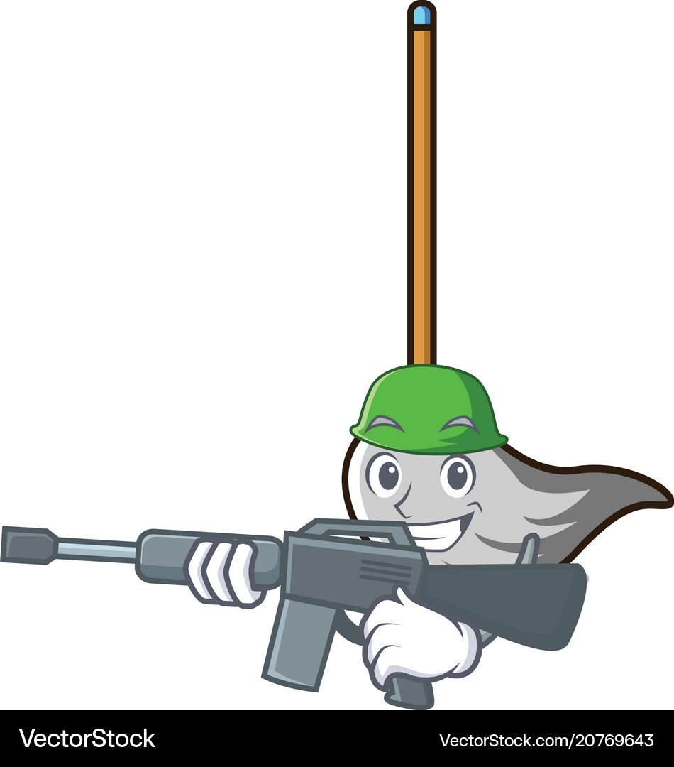Army mop character cartoon style Royalty Free Vector Image