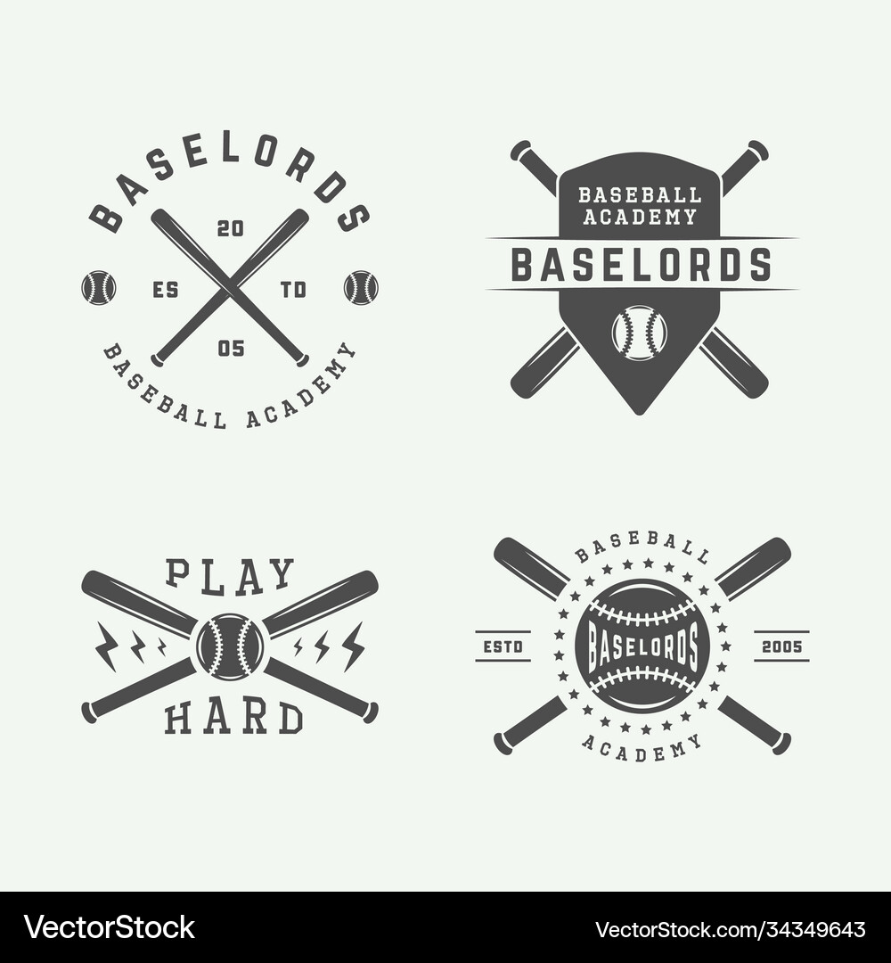 Set vintage baseball logos emblems badges Vector Image