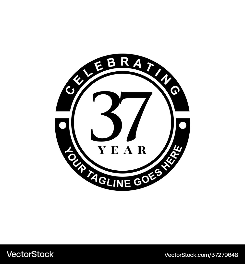 37th year anniversary emblem logo design template Vector Image