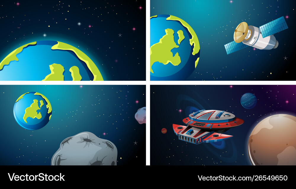 Earth space scene set Royalty Free Vector Image