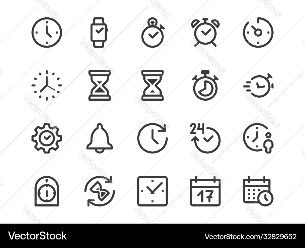 Time clock line icon minimal Royalty Free Vector Image