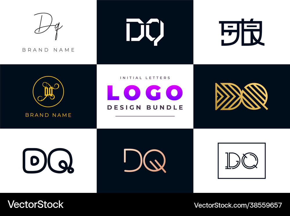 Set collection initial letters dq logo design Vector Image