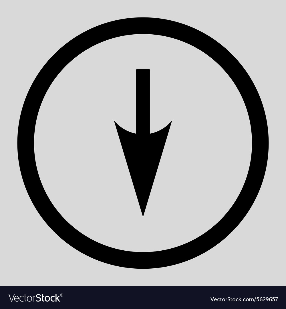 Sharp Down Arrow flat black color rounded Vector Image
