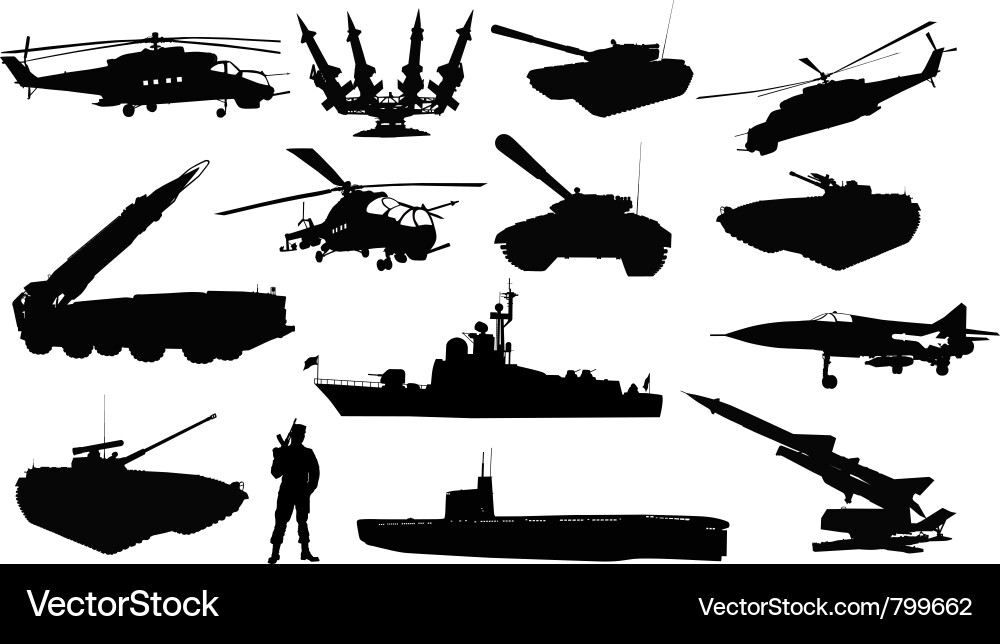 Military silhouettes Royalty Free Vector Image
