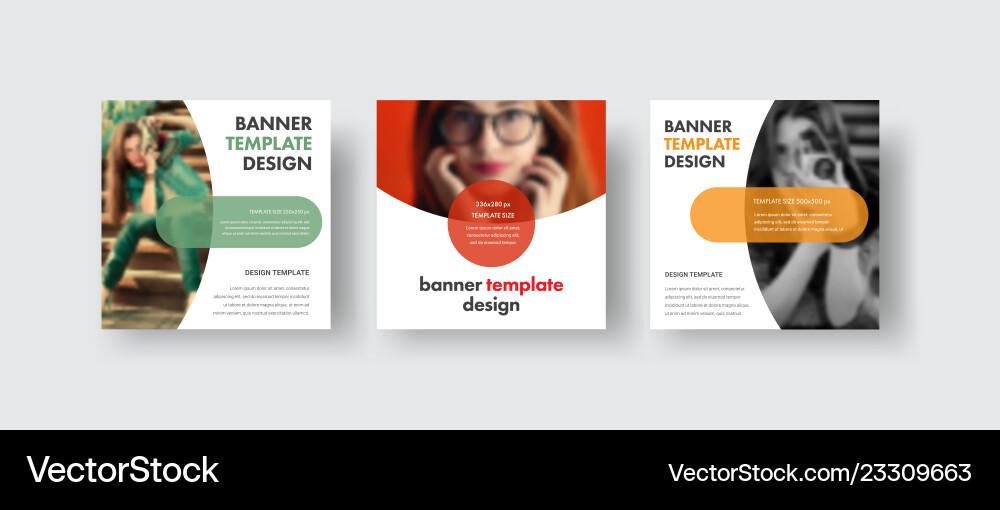 Set of square web banners with a semicircle Vector Image