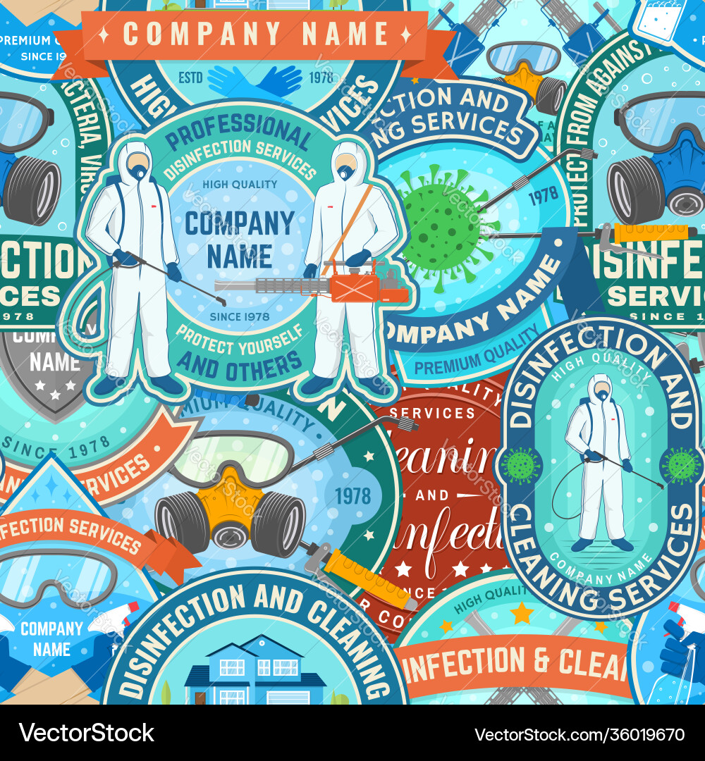 Set disinfection and cleaning services seamless Vector Image