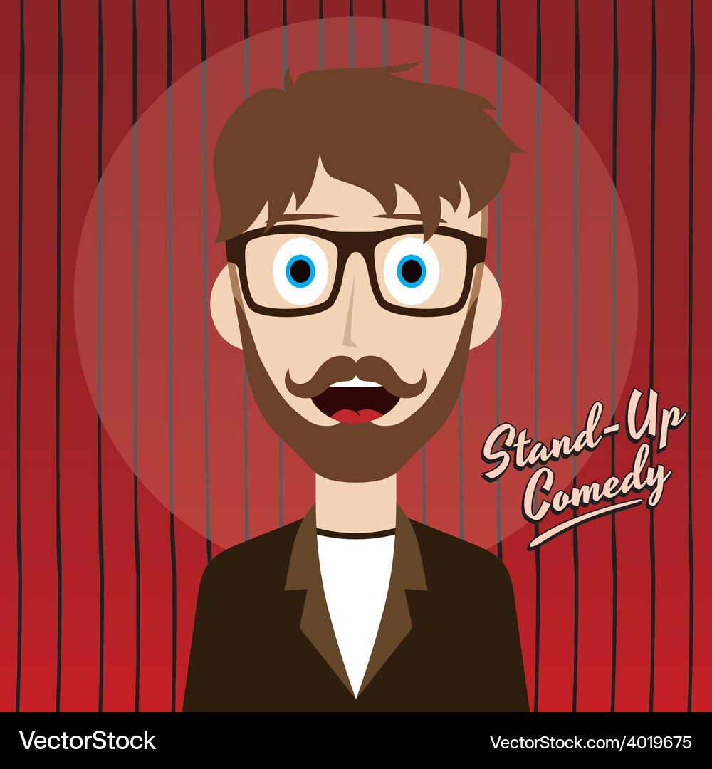 Hilarious guy stand up comedian cartoon Royalty Free Vector