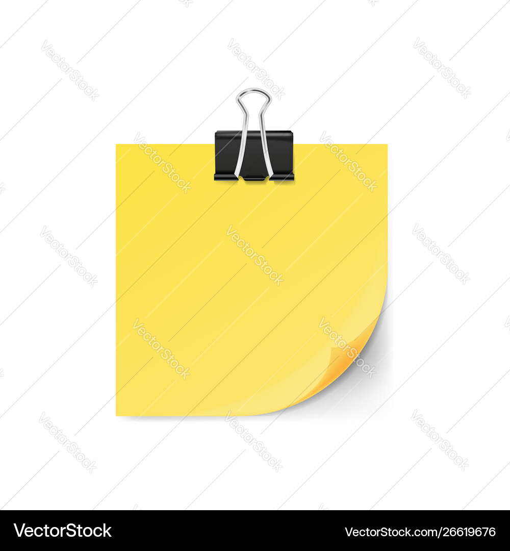Yellow sticky note with curled corner isolated Vector Image