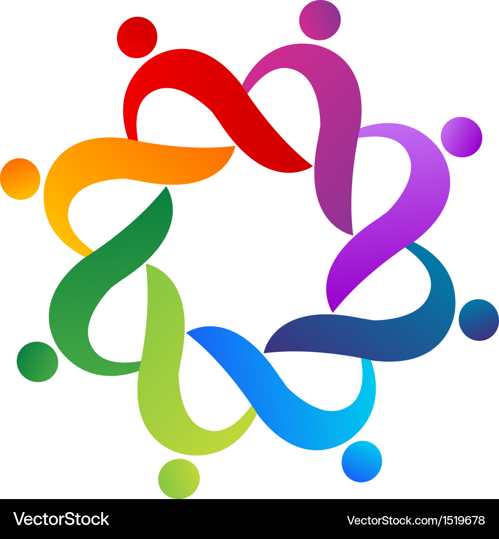 Teamwork social networking people logo Royalty Free Vector