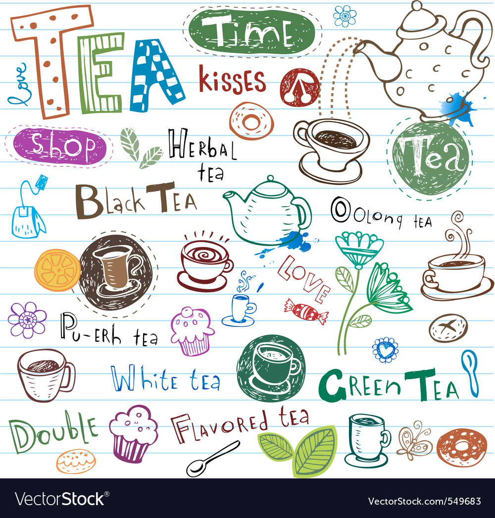 Tea doodles Royalty Free Vector Image - VectorStock