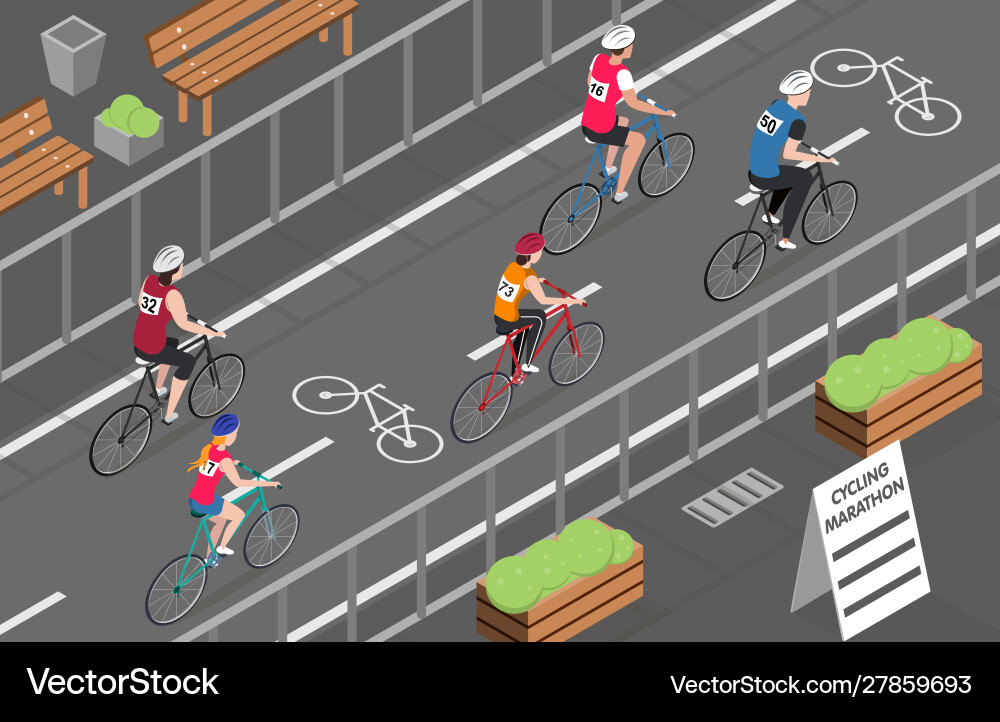Bicycle marathon isometric Royalty Free Vector Image
