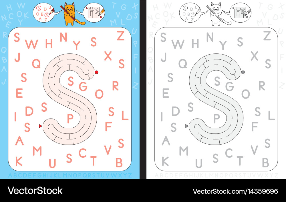 Maze letter s Royalty Free Vector Image - VectorStock
