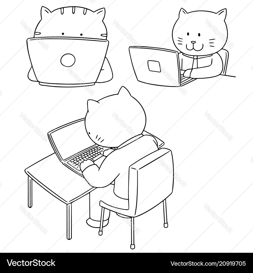 Set of cat office worker Royalty Free Vector Image