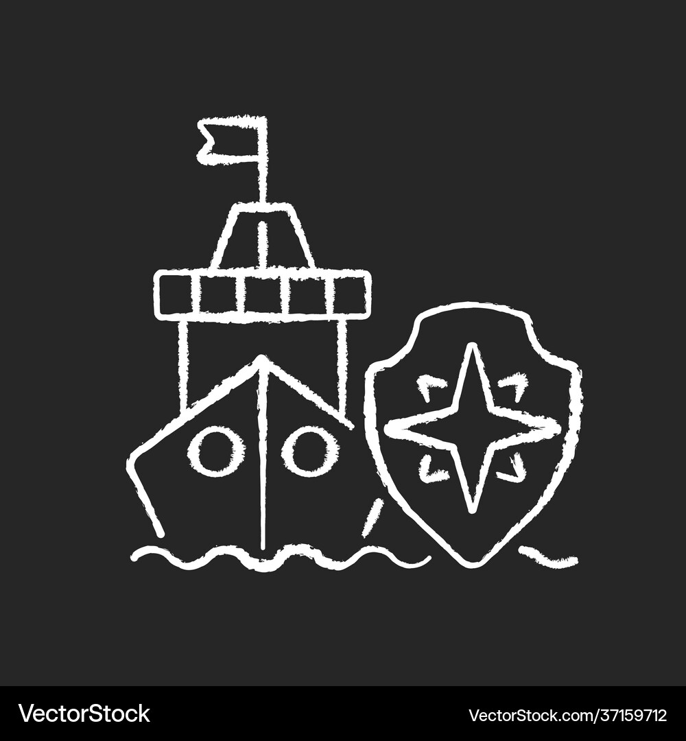 Maritime security chalk white icon on black Vector Image