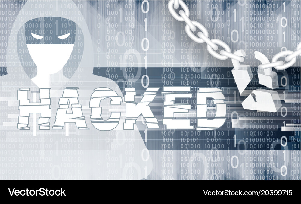 Hacker theme with chain and brocken lock Vector Image